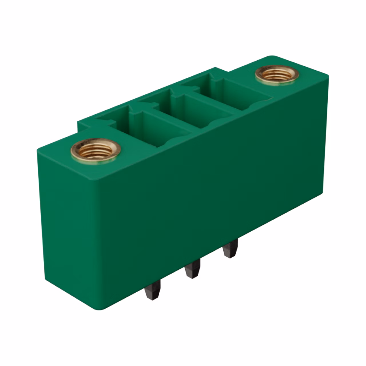 3.81mm Pitch Eurostyle Vertical PCB Header, with Threaded Retention Inserts, Green Housing, 3 Circuits for sale