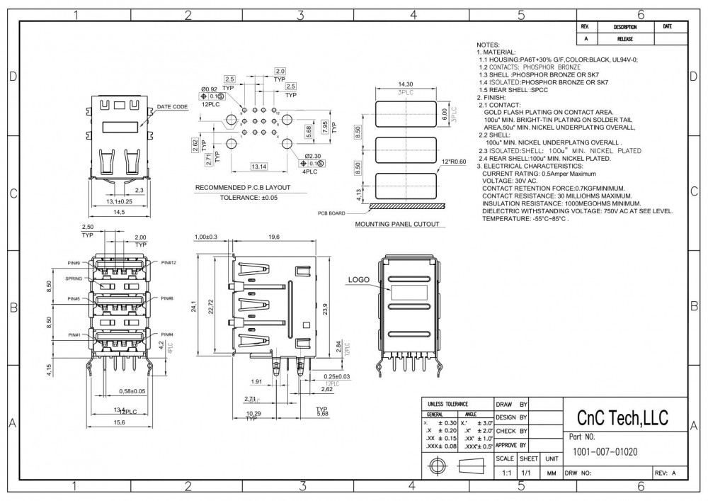 CNC Tech 1001-007-01020 technical document preview