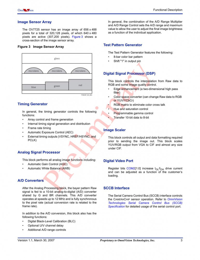 OV7725 documentation page 3