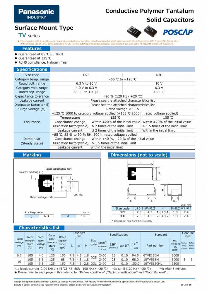 PANASONIC POSCAP technical document page 1