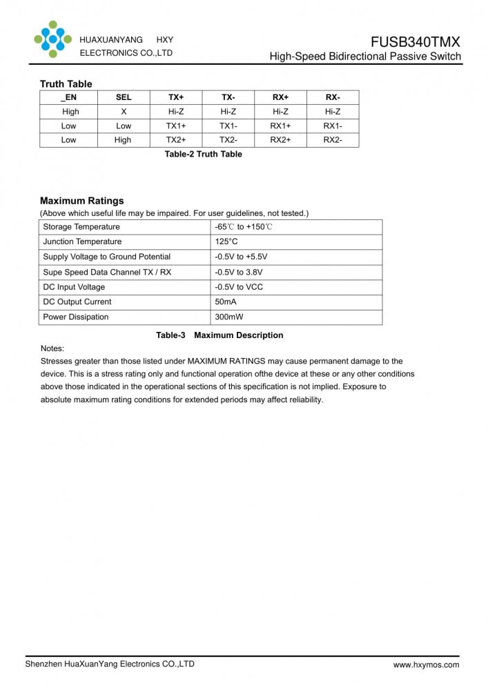 FUSB340TMX-HXY datasheet page 4