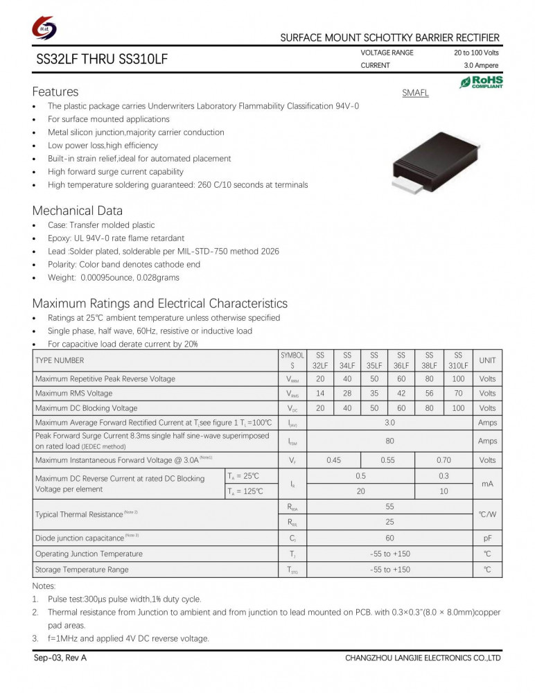 SS34LF datasheet page 1