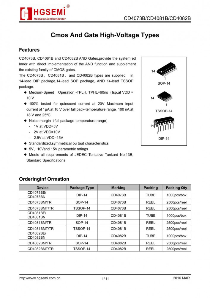 CD4073B datasheet page 1