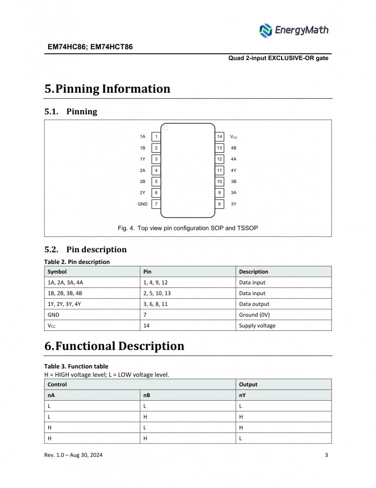 EM74HC86D datasheet page 3