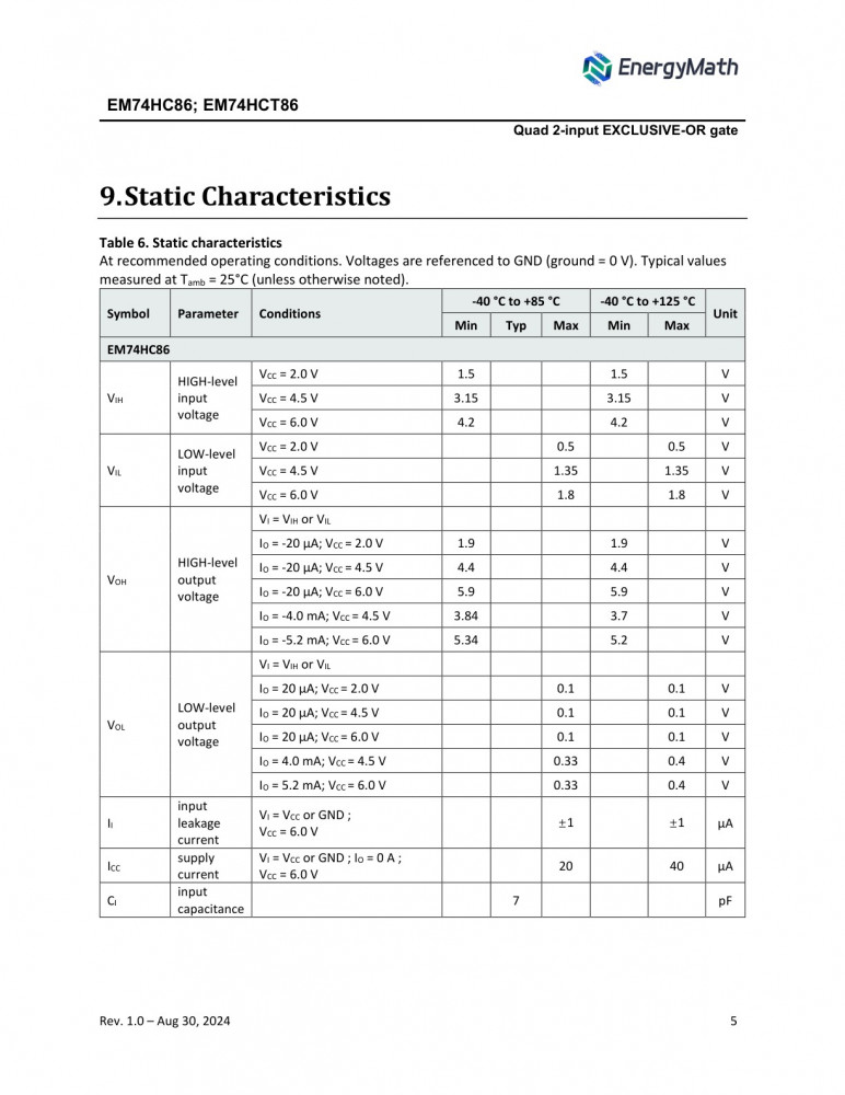 EM74HC86D datasheet page 5