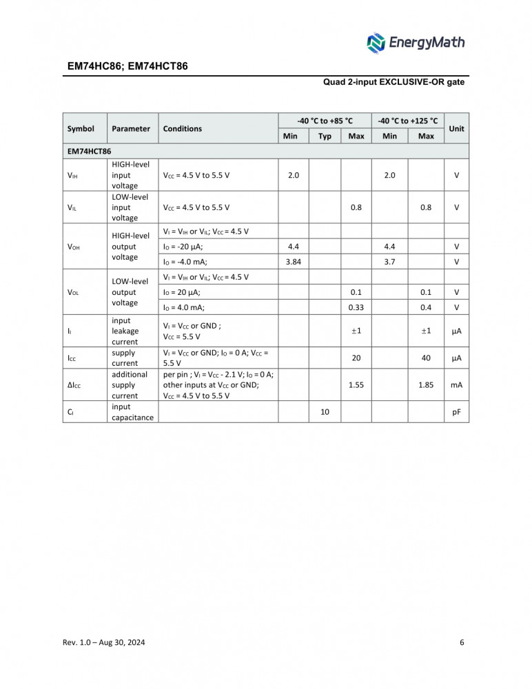 EM74HC86D datasheet page 6