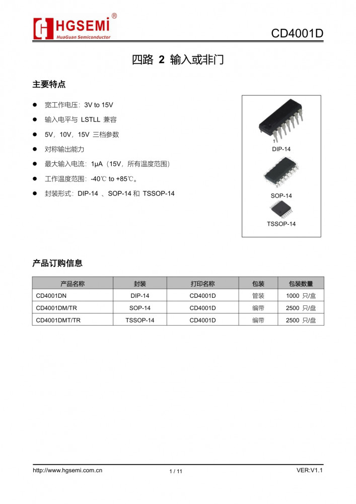 CD4001DN datasheet page 1