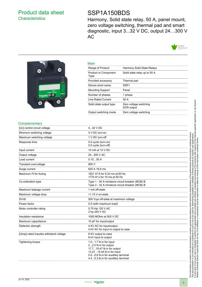 SSP1A150BDS technical document page 1