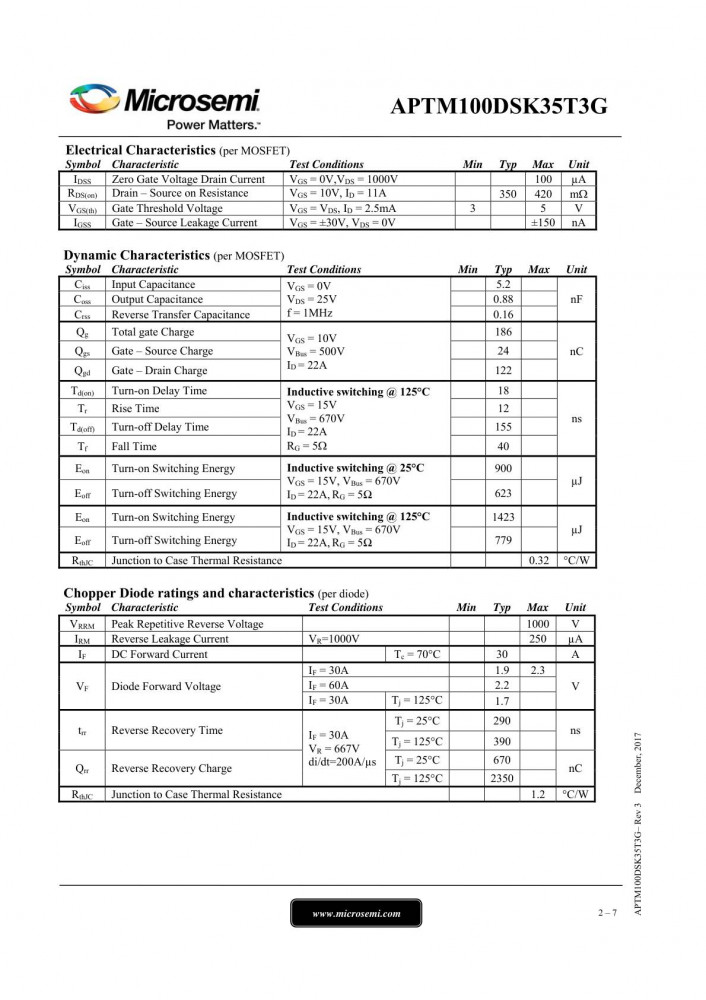APTM100DSK35T3G datasheet page 2