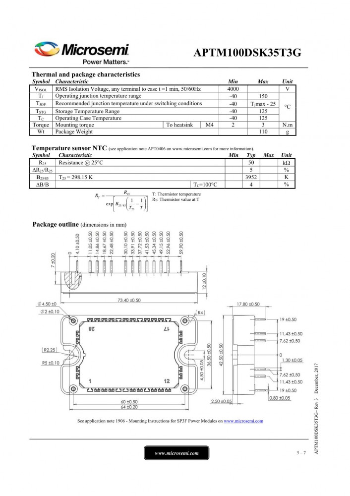 APTM100DSK35T3G datasheet page 3