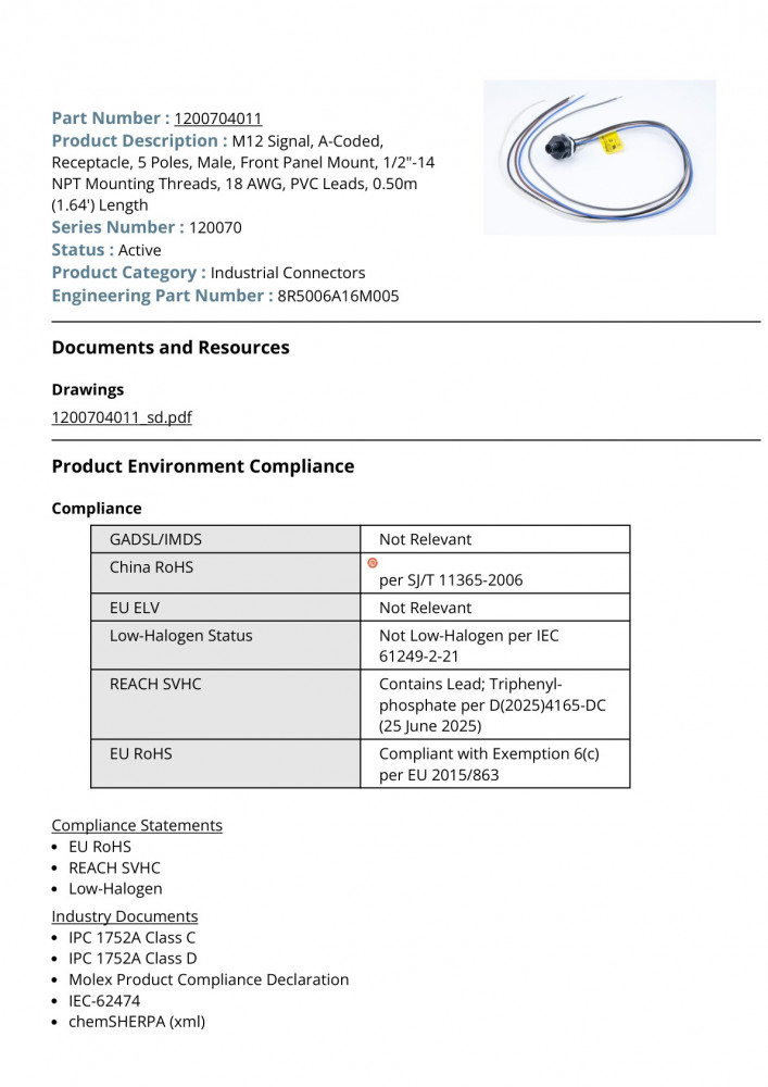 MOLEX drawing preview, page 1