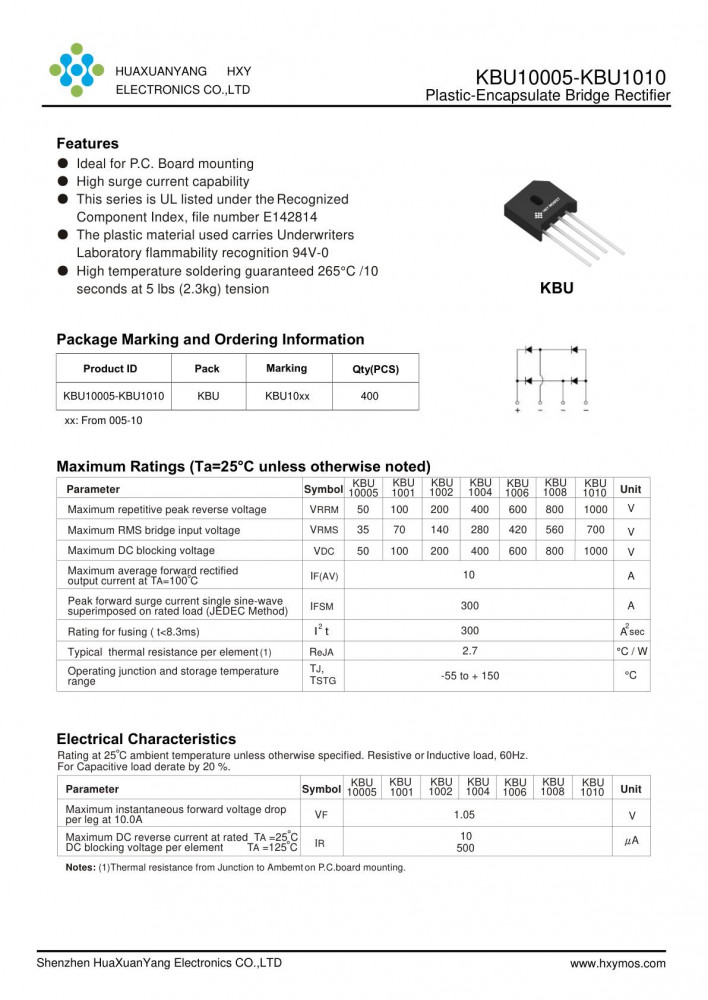 KBU1010 datasheet page 1