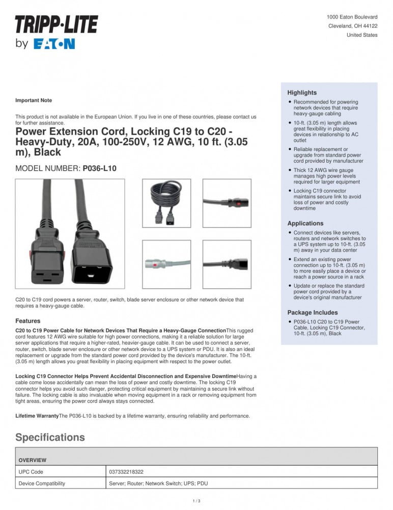 P036-L10 technical document page 1