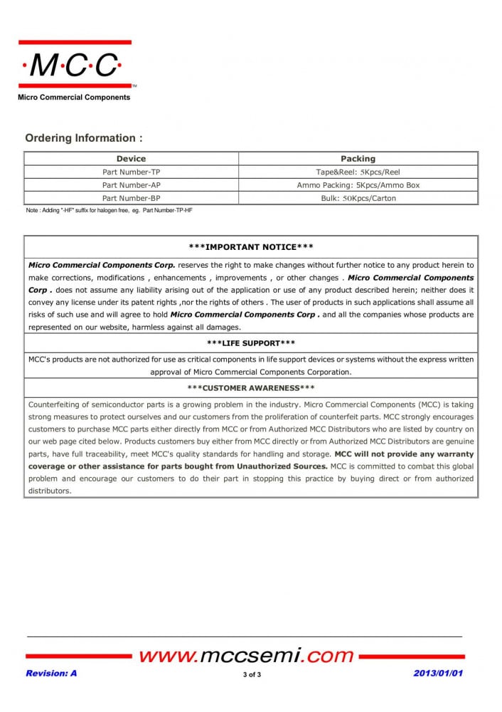 MCC SR2010-TP datasheet page 3