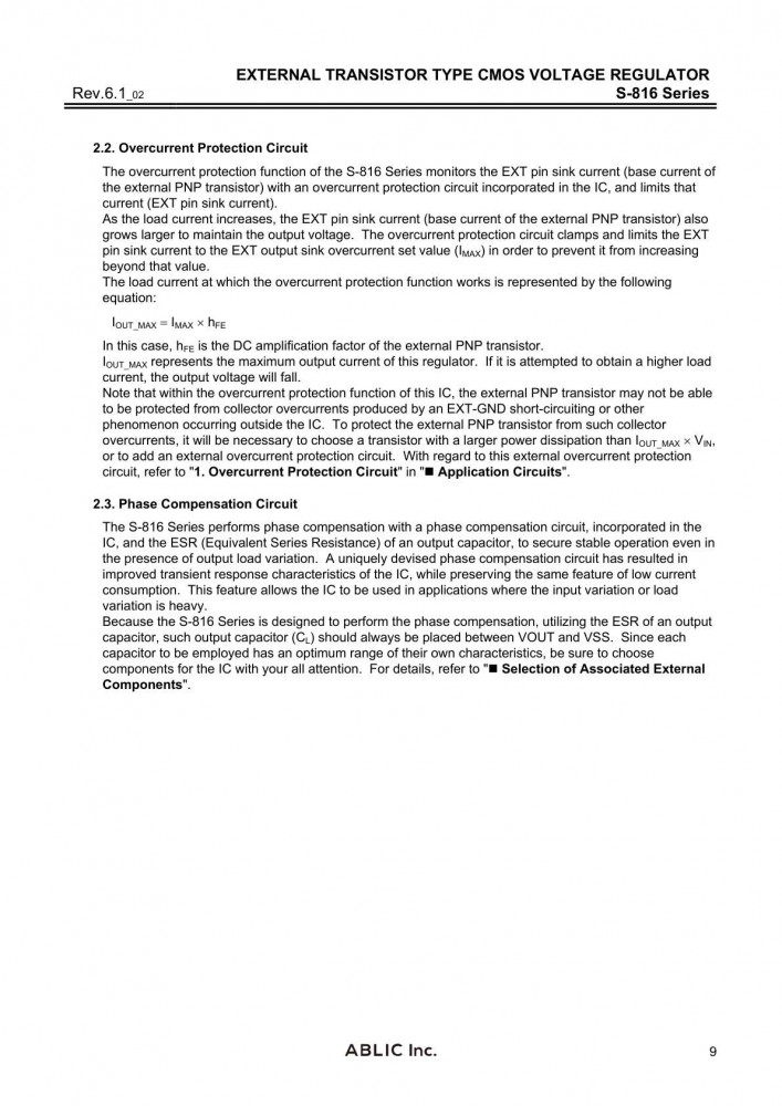 ABLIC S-816 Series datasheet page 9