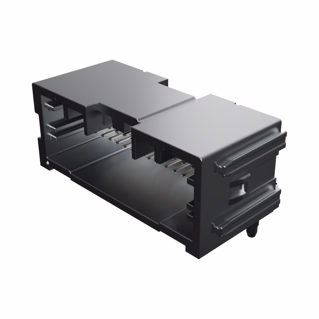 Mini50 Unsealed Right-Angle Hybrid Header, UL 94 V0, 34 Circuits, Polarization B, Gray, Tube for sale