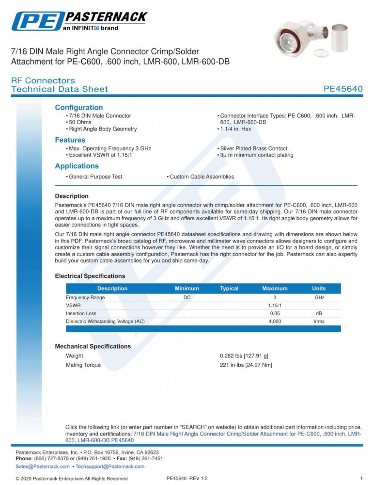 PE45640 datasheet page 1