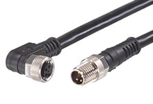 Mini-Change A-Size Single-Ended Cordset, 4 Poles, Female (Straight) to Pigtail, 16 AWG, PVC Cable, 1.0m (3.28') Length, meets NMEA 2000