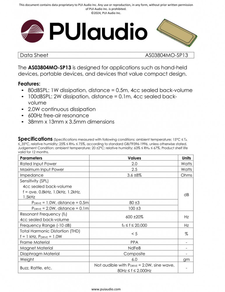 AS03804MO-SP13 datasheet page 1