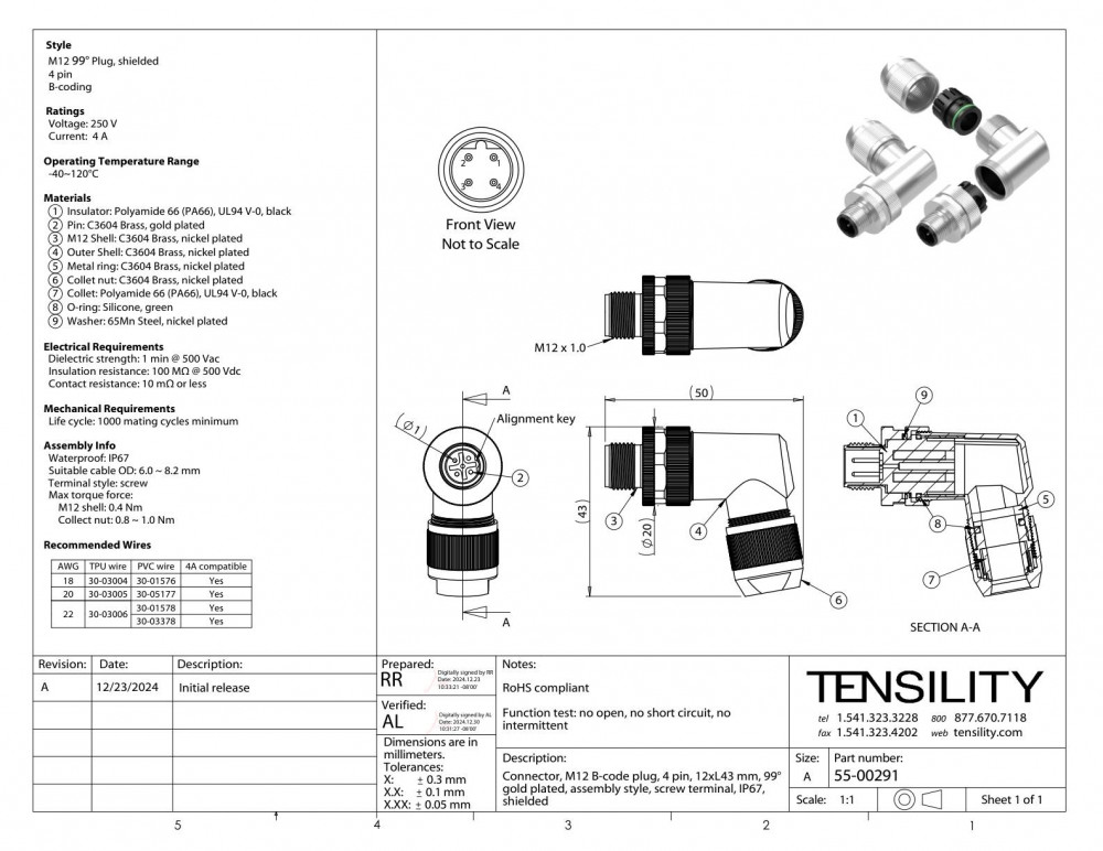 Tensility International 55-00291 product drawing