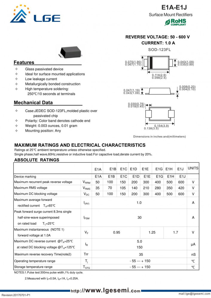 LGE E1D datasheet page 1