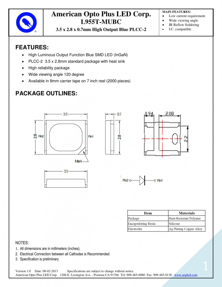 L955T-MUBC datasheet page 1