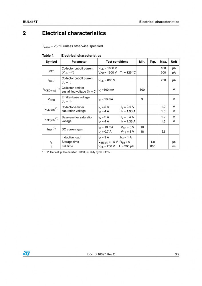 BUL416T datasheet page 3