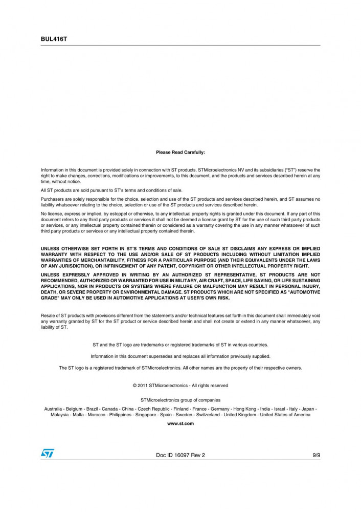 BUL416T datasheet page 9