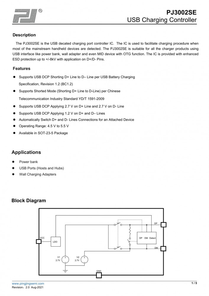 PJ3002SE datasheet page 1