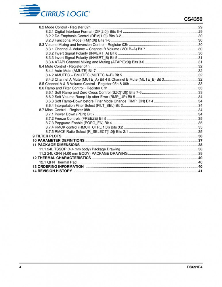 CS4350 datasheet page 4