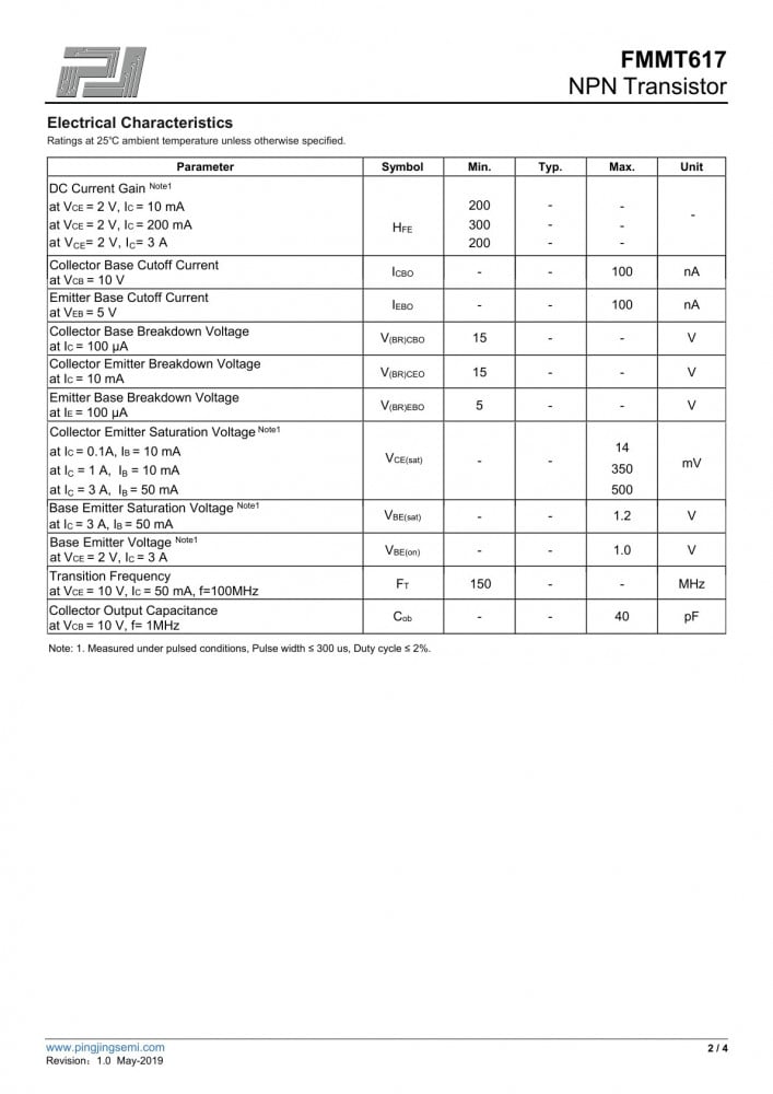 FMMT617 datasheet page 2