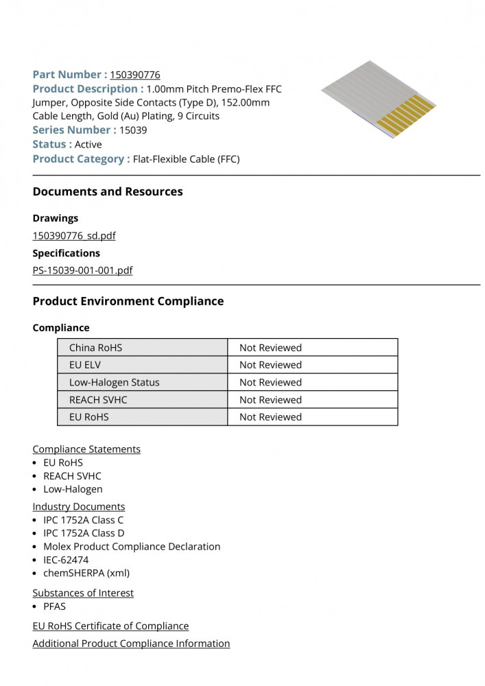 FFC family specification document image, page 1