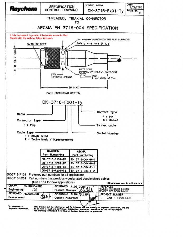 DK-3716-F201-TS specification drawing page 1