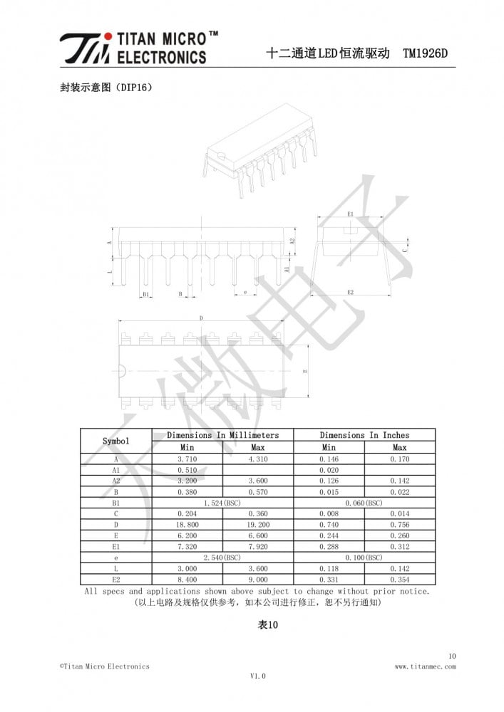 TM1926D datasheet page 10