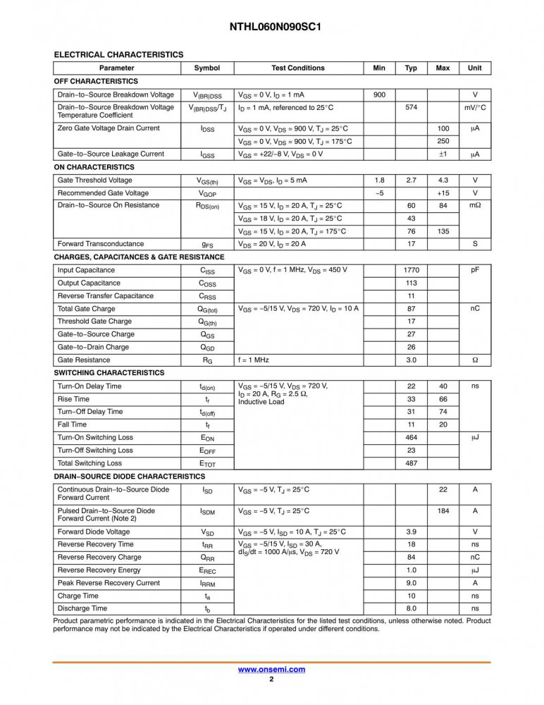 NTHL060N090SC1 datasheet page 2