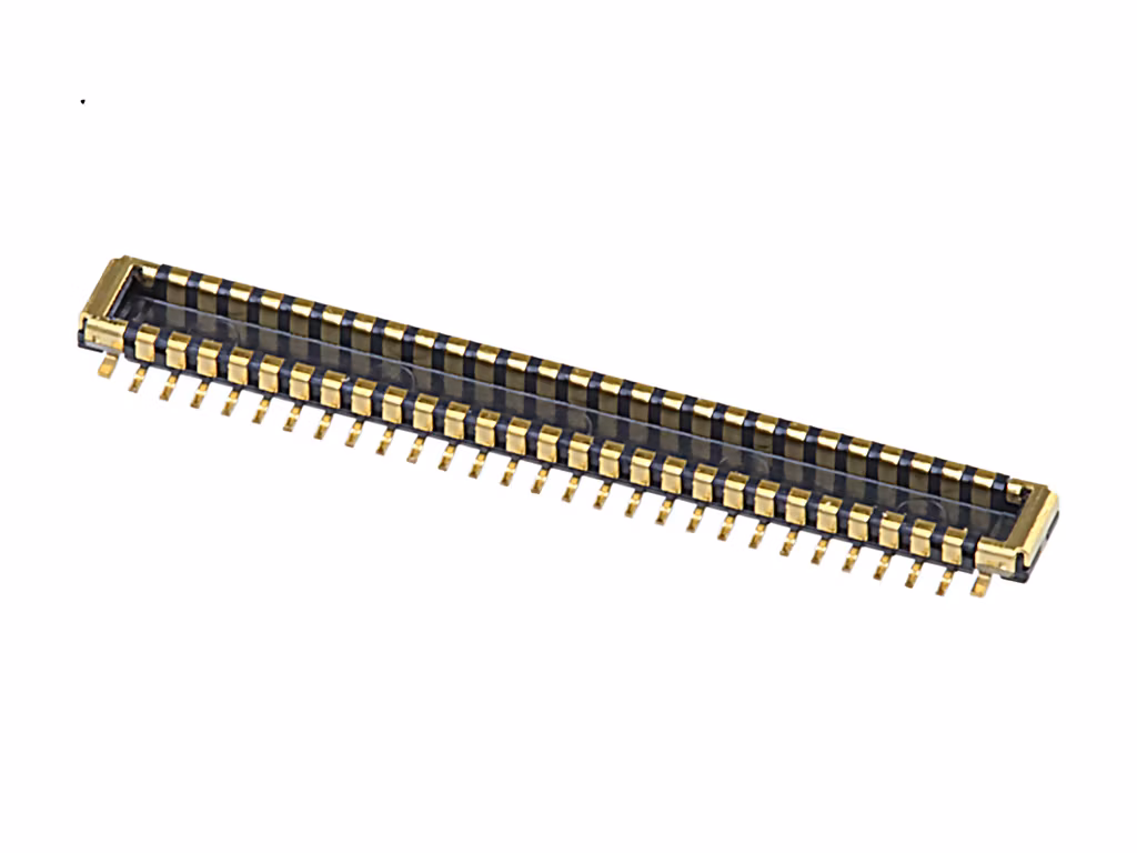 Slim-Grid Header, 4 Circuits, Through Hole, Right-Angle, Shrouded, 0.38µm Gold (Au) Plated, 2.40mm Tail Length, with Peg, with Pick-and-Place Polyimide Tape, Tube, Lead-Free