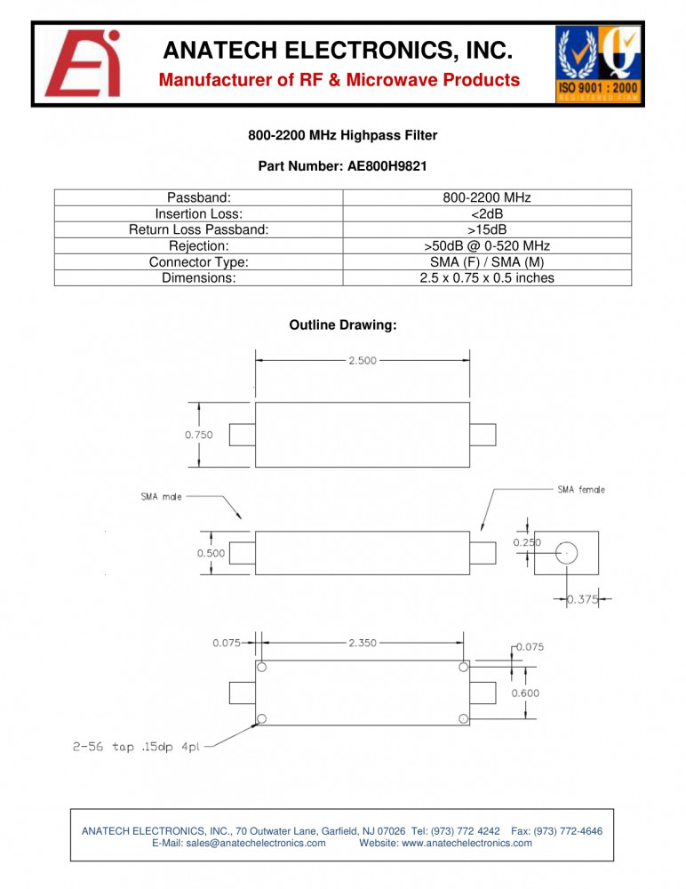 AE800H9821 technical document page 1