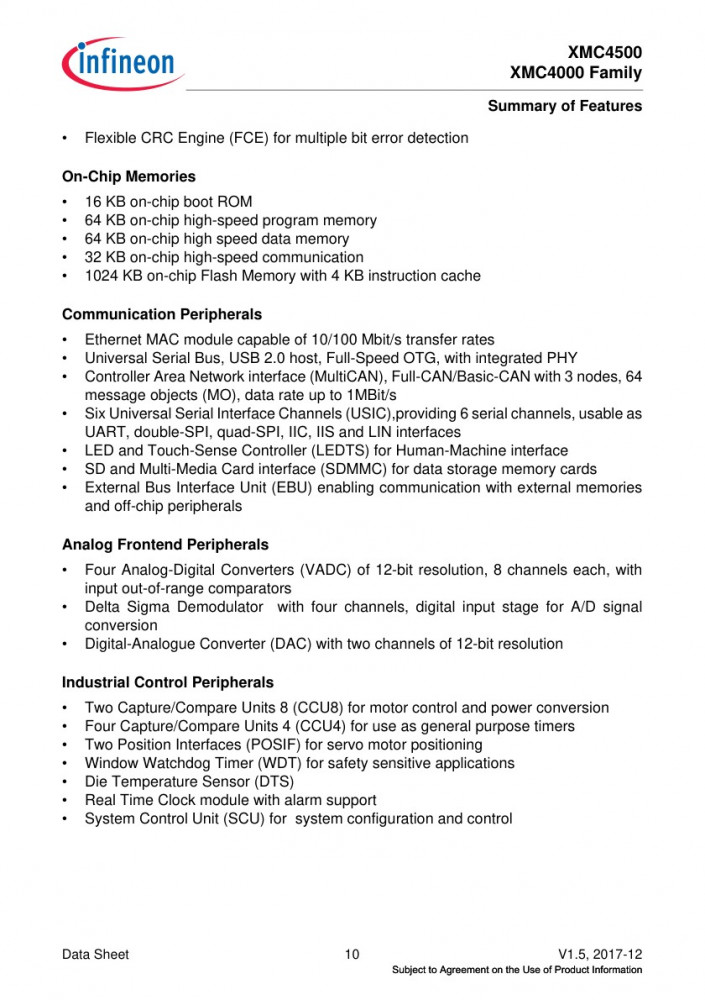XMC4500 datasheet page 10