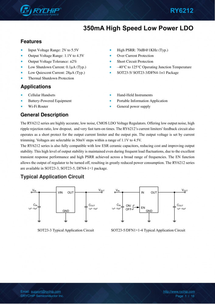RY6212 datasheet page 1