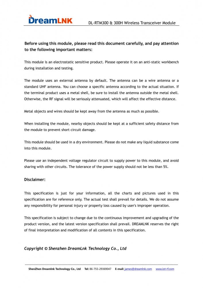 DL-RTM300 datasheet page 2