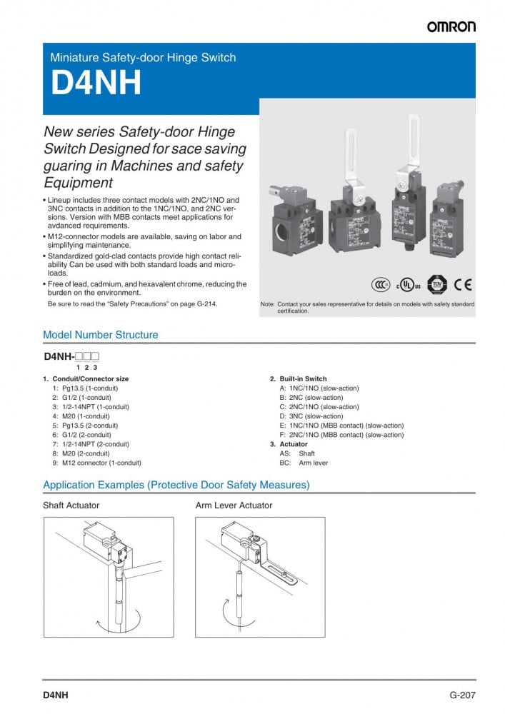 OMRON D4NH datasheet page 1