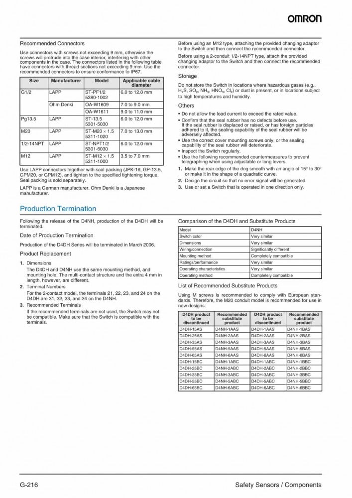 OMRON D4NH datasheet page 10
