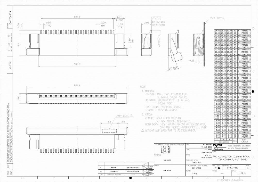 TE Connectivity 3-1734839-0 technical drawing page 1