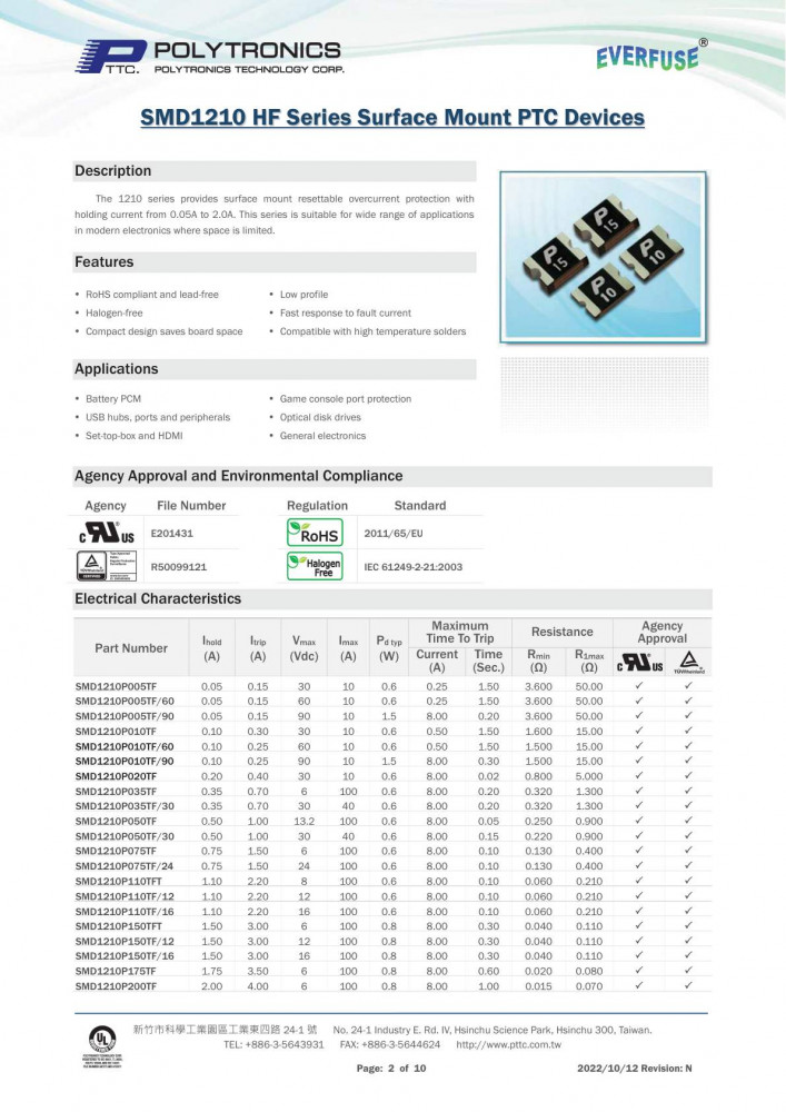 SMD1210P005TF datasheet page 2
