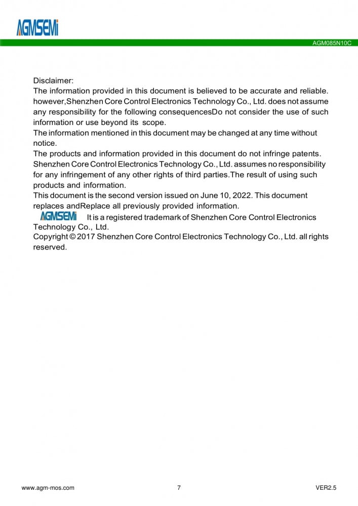 AGM085N10C datasheet page 7