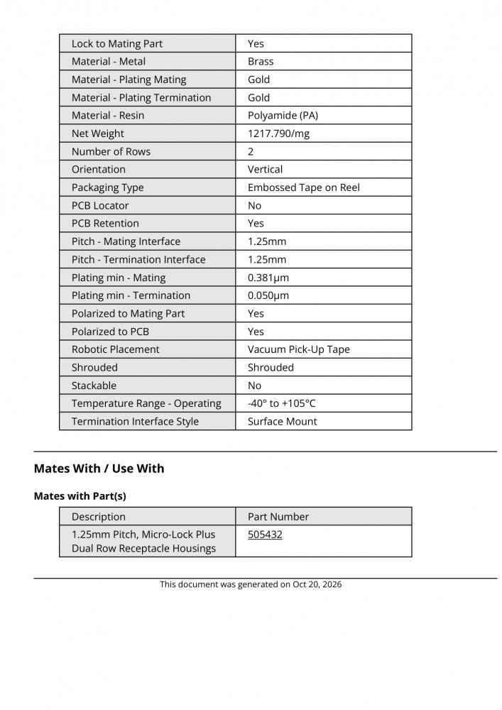 Technical document image 3 for MOLEX 5054332031