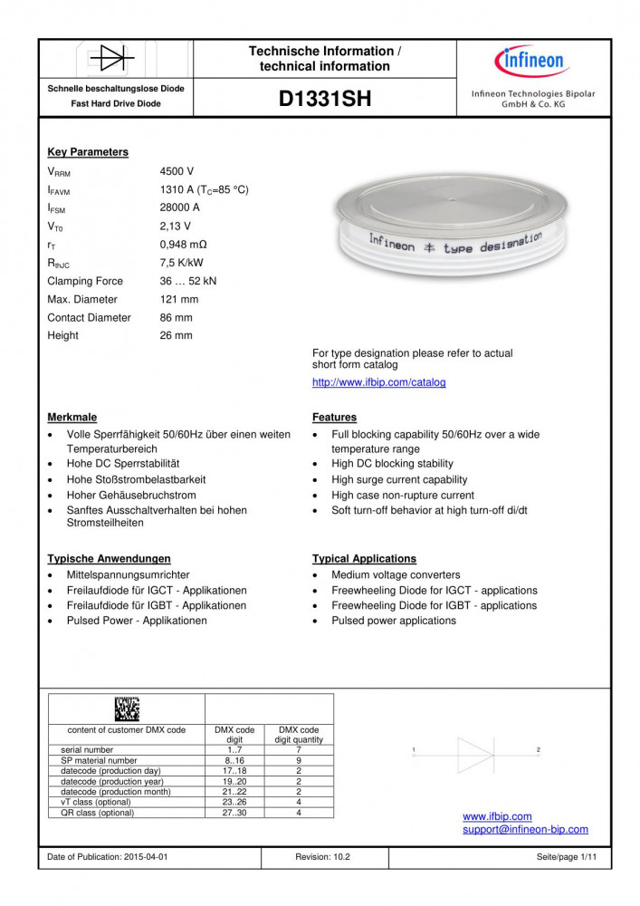 D1331SH45T technical document page 1
