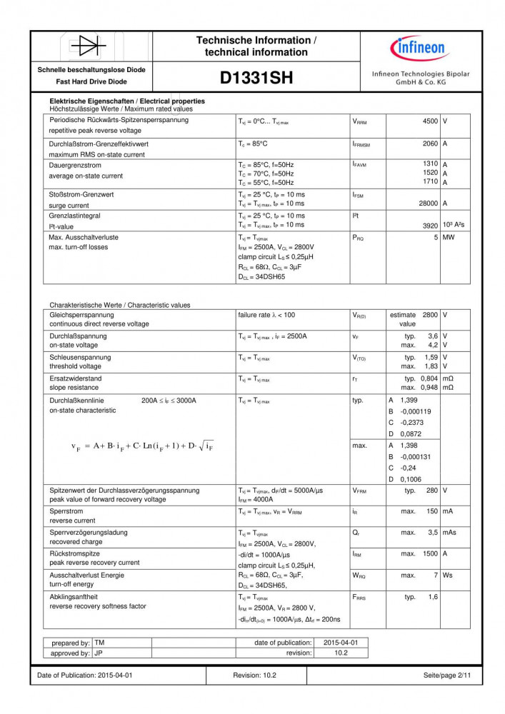 D1331SH45T technical document page 2