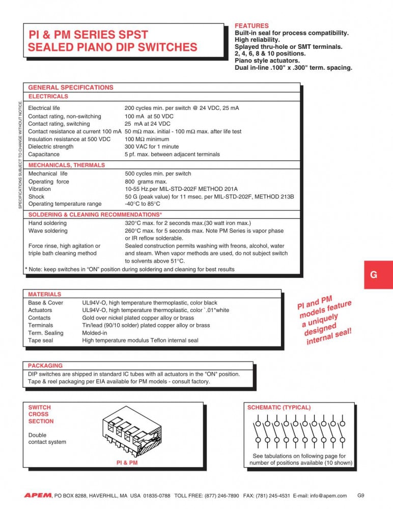 APEM DIP switch catalog page 9