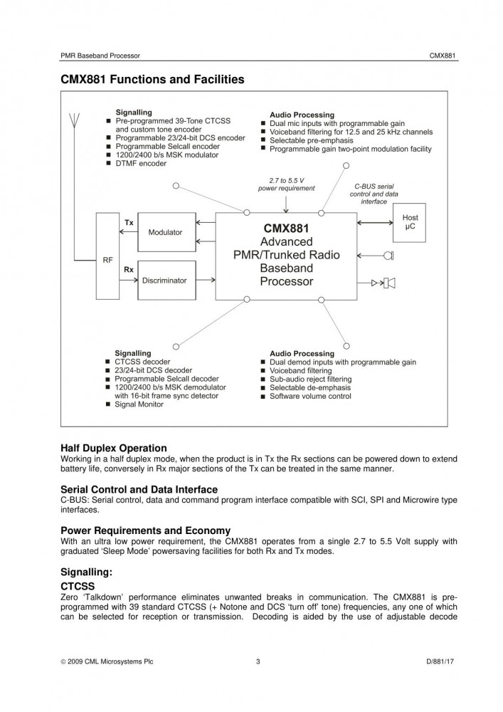 CMX881E1 technical document page 3